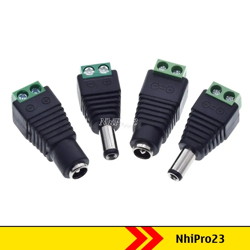Jack DC nối nguồn đực/cái 5.5x2.1mm domino - Jack nguồn Camera có ốc ...