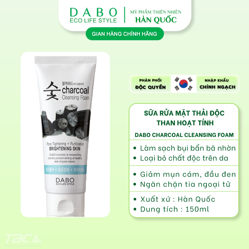 Sữa Rửa Mặt Cao Cấp Than Hoạt Tính DABO Charcoal Cleansing Foam 150ml ...