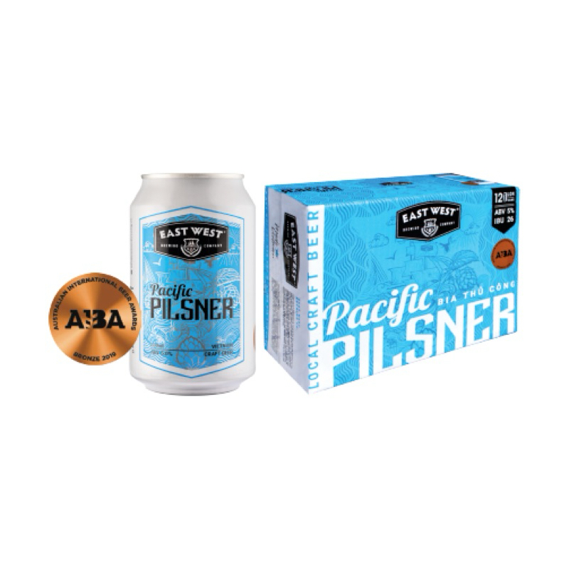 Bia East West Pacific Pilsner 5%, Lon 330ml, Thùng 12 lon | Shopee Việt Nam