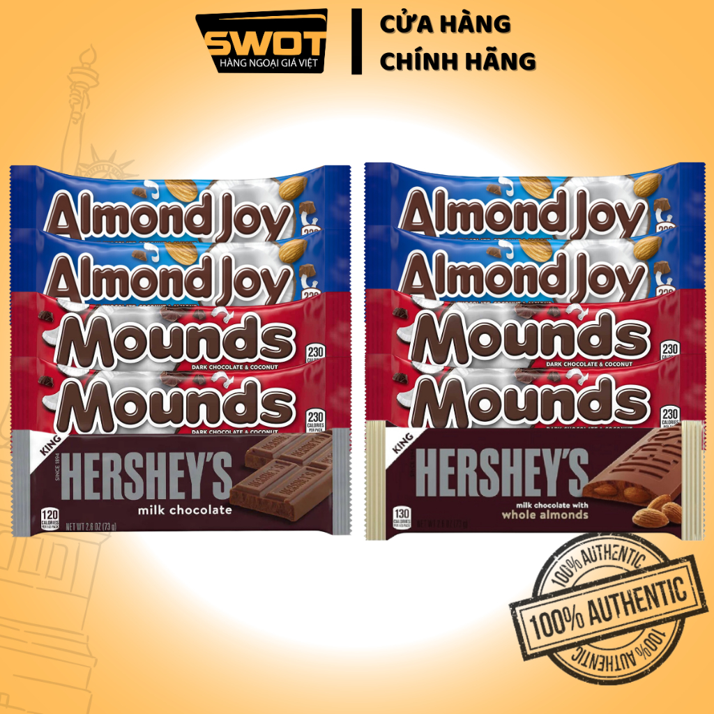 Combo 10 Socola thanh nhân Dừa Mounds - Almond Joy + Hershey King Size, Socola Mỹ cao cấp - SWOT ...