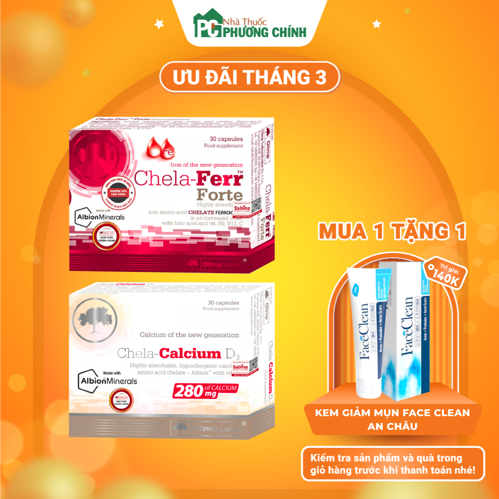 Combo Bầu Canxi Hữu Cơ Chela Calcium D3 & Sắt Hữu Cơ Chela Ferr Forte ...