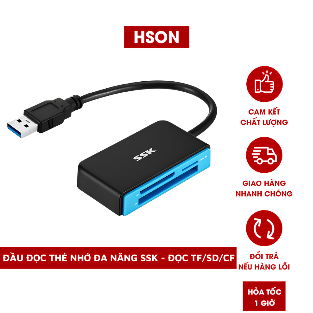Đầu đọc thẻ nhớ SSK 3.0 tốc độ cao - đọc thẻ Micro SD /SD/CF (Đen) USB ...