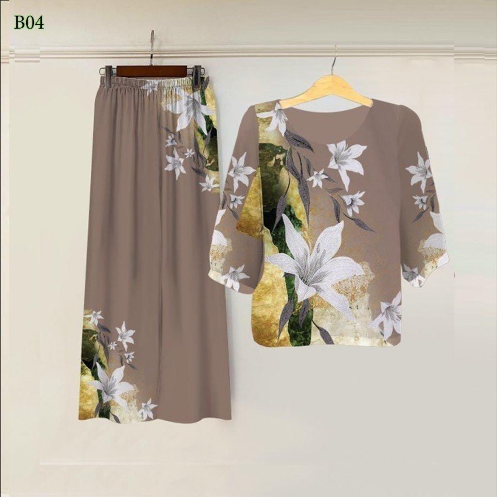 TH5-Đồ bộ lụa cho người trung niên, mềm mịn mát, ko bai ko xù, dễ mặc ...