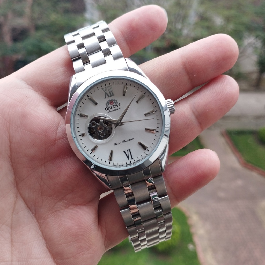 Đồng hồ nam Orient automatic lộ cơ Open Heart dây thép máy Nhật màu trắng | Shopee Việt Nam