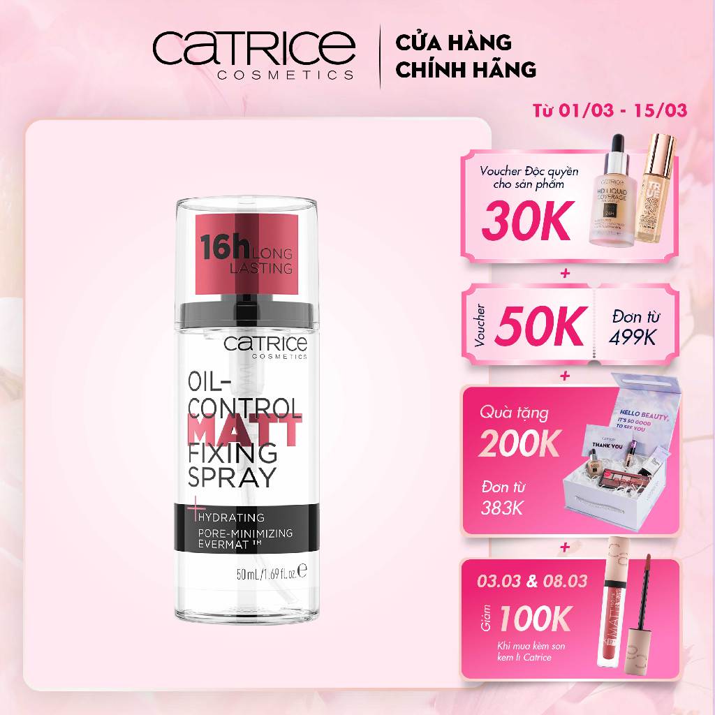 Xịt khóa nền Catrice Oil-Control Matt Fixing Spray kiềm dầu và cố định ...
