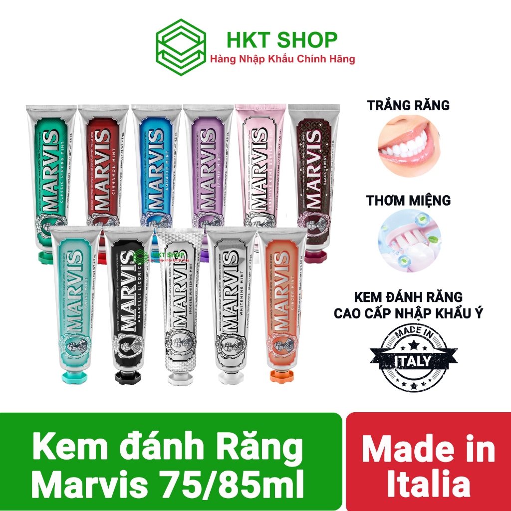 Kem đánh trắng răng thơm miệng MARVIS 85ml , Thương hiệu từ Ý Italia_HKT Shop | Shopee Việt Nam