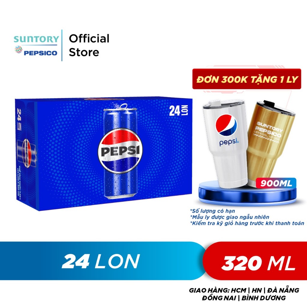 Thùng 24 Lon Nước Ngọt Có Gaz Pepsi (320ml/lon) | Shopee Việt Nam