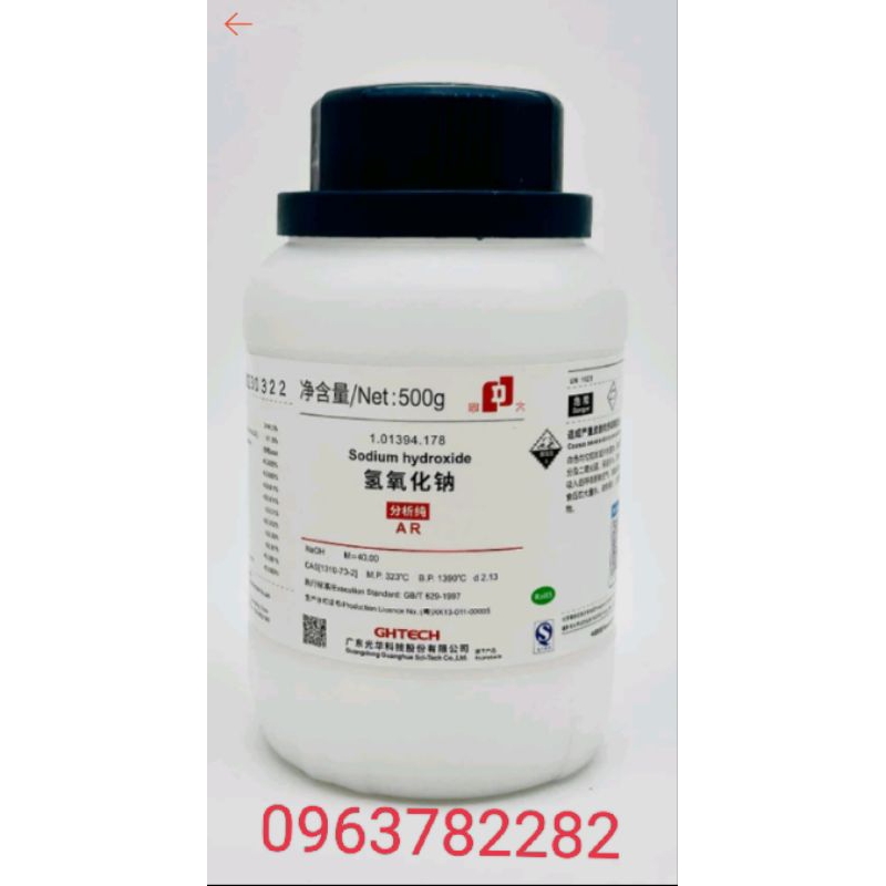 Hóa chất Sodium Hydroxide >96% (Natri hydroxit, NaOH, AR, Chai 500g ...