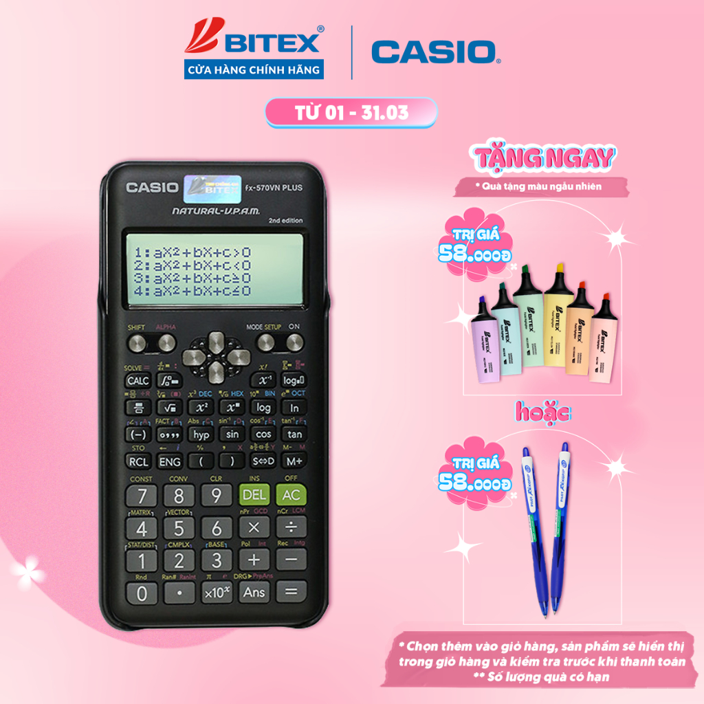Máy tính Casio FX-570VN Plus New (2nd Edition) dành cho học sinh cấp 2 ...