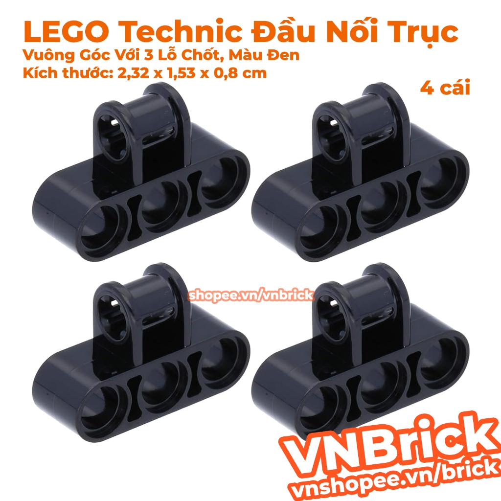 [4 Cái] LEGO Technic Đầu Nối Trục Vuông Góc Với 3 Lỗ Chốt, Màu Đen ID ...