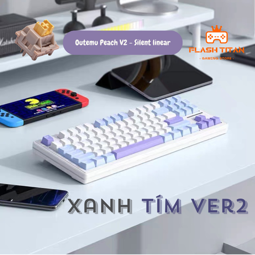 Bàn phím cơ không dây Xinmeng M87 Pro V2 - Hotswap 5 pin - Mạch xuôi - Led RGB với 3 chế độ kết ...