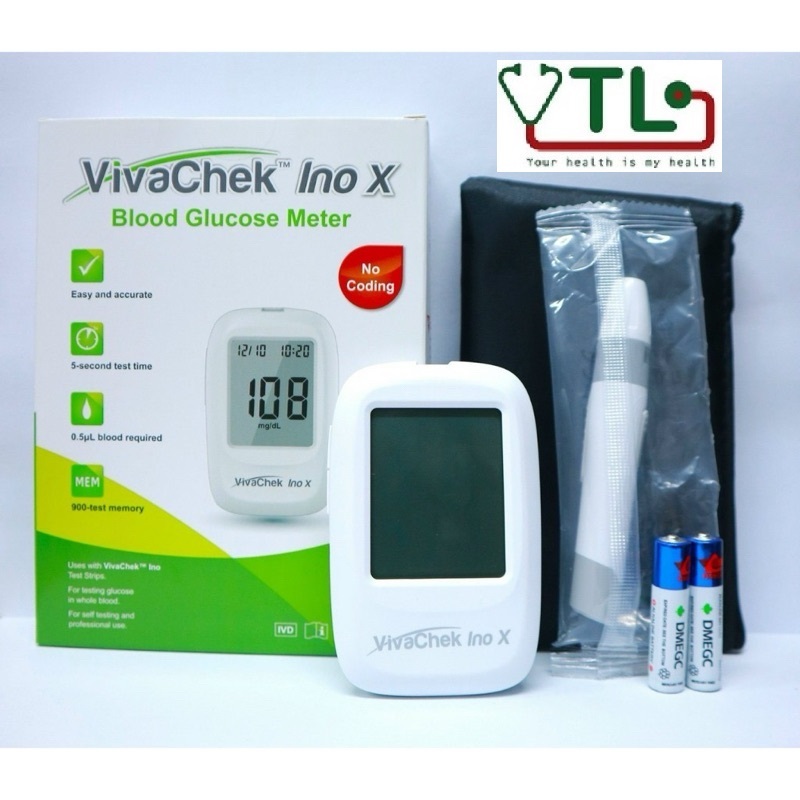 Máy đo đường huyết Viva Chek INO X đã kèm que và kim - Bảo hành trọn ...