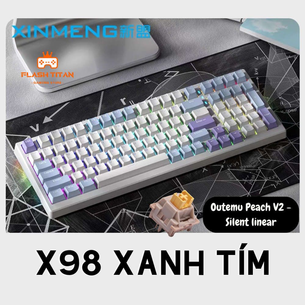 Bàn phím cơ không dây Xinmeng X98 Pro - 3 mode kết nối - LED RGB mạch ...