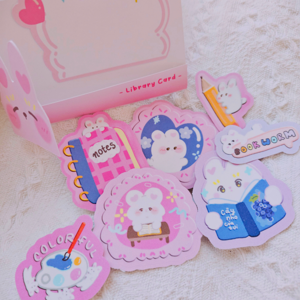 Thỏ Đọc Sách - Set sticker Die Cut thỏ dễ thương - Meimei Sticker ...