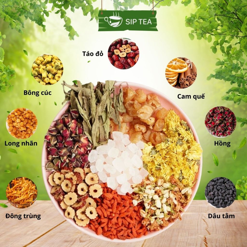 Trà dưỡng nhan 7 vị SIP TEA gói 5gr trắng da giảm cân thảo mộc thanh ...