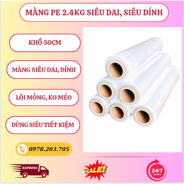 ( GIÁ XƯỞNG ) 1 Cuộn màng PE , màng chít PE 2.4kg , khổ 50cm - SIÊU DAI , DÍNH | Shopee Việt Nam