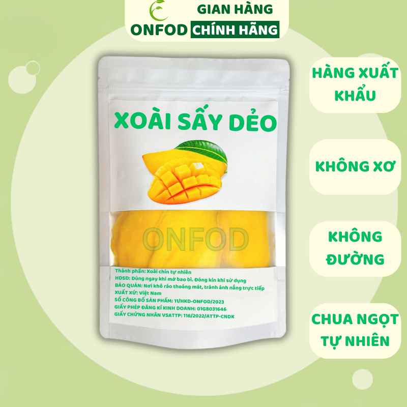 Xoài sấy dẻo ONFOD hoa quả trái cây sấy tốt cho người ăn kiêng giảm cân ăn vặt 100g 200g 300g ...