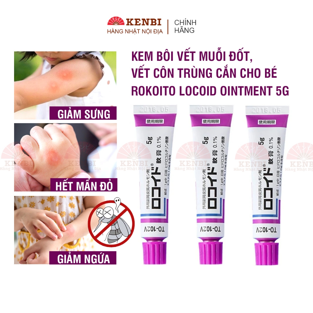 Kem bôi vết côn trùng cắn, vết muỗi đốt Rokoito locoid Ointment 5g Nhật ...