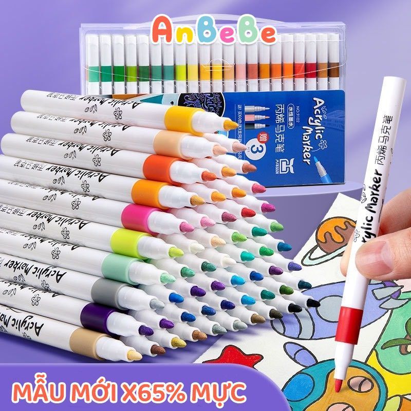 Bút màu Acrylic màu Marker Acrylic cao cấp chống nước bộ 12/24/36/48/60 ...
