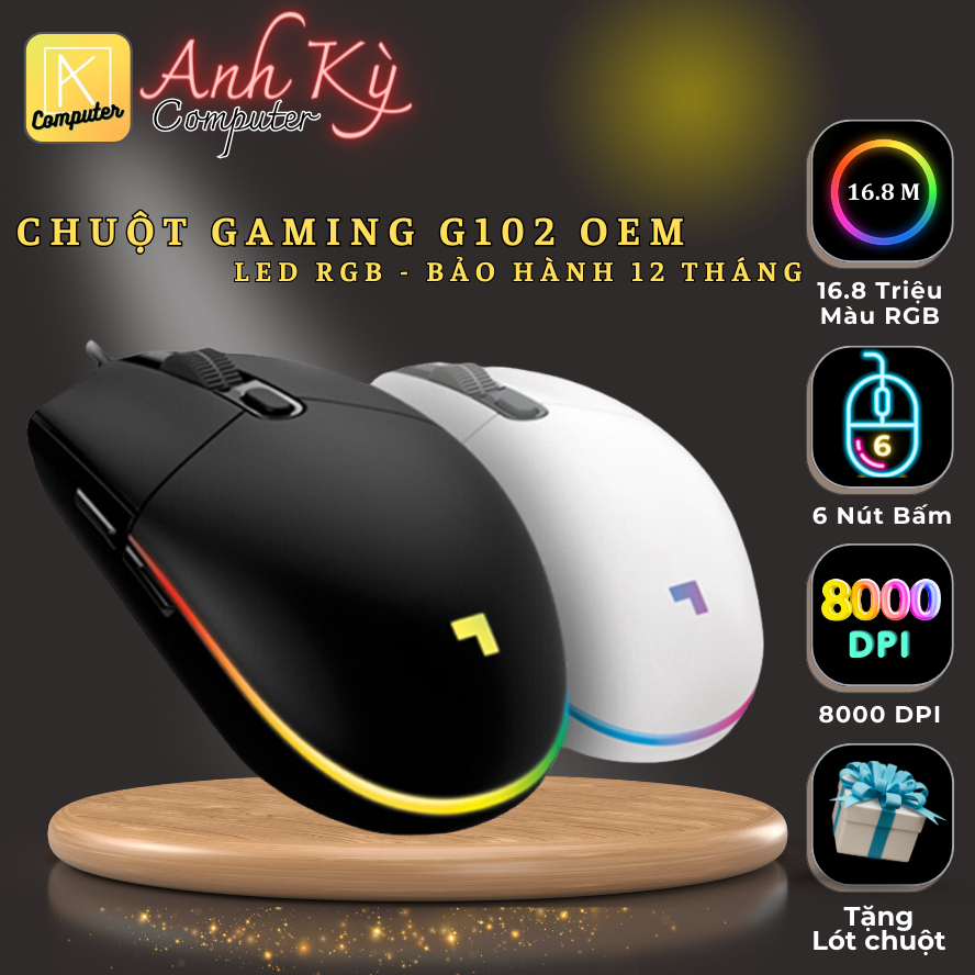 Chuột chơi game Logi.tech G102 OEM, chuột máy tính có dây 8000 dpi LED ...