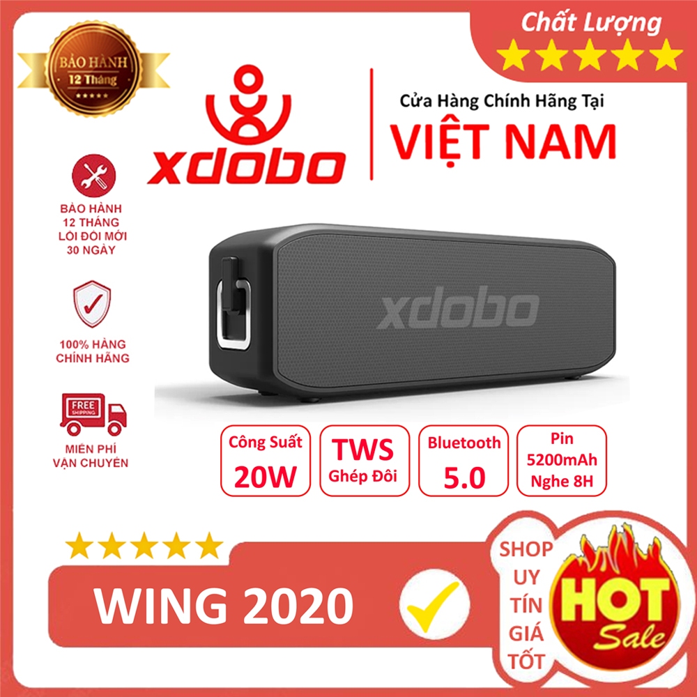 Loa Bluetooth 5.0 XDOBO WING 2020 Công Suất 20W, Chống Nước IPX7, Pin 5200Mah Hỗ Trợ Thẻ TF, USB ...