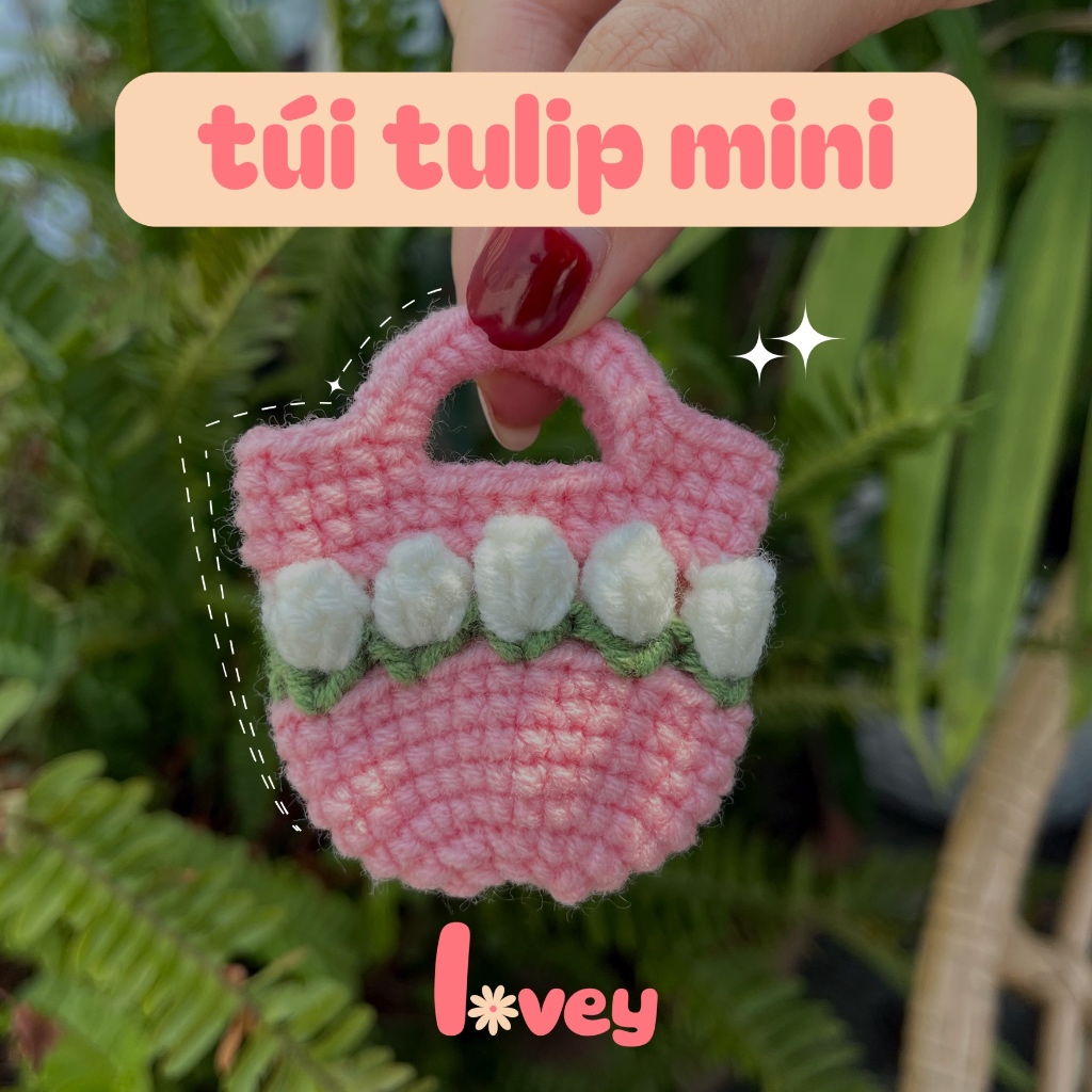 Túi Hoa Tulip Mini Bằng Len Bảo Vệ Tai Nghe, Trang Trí, Treo Chìa Khoá ...