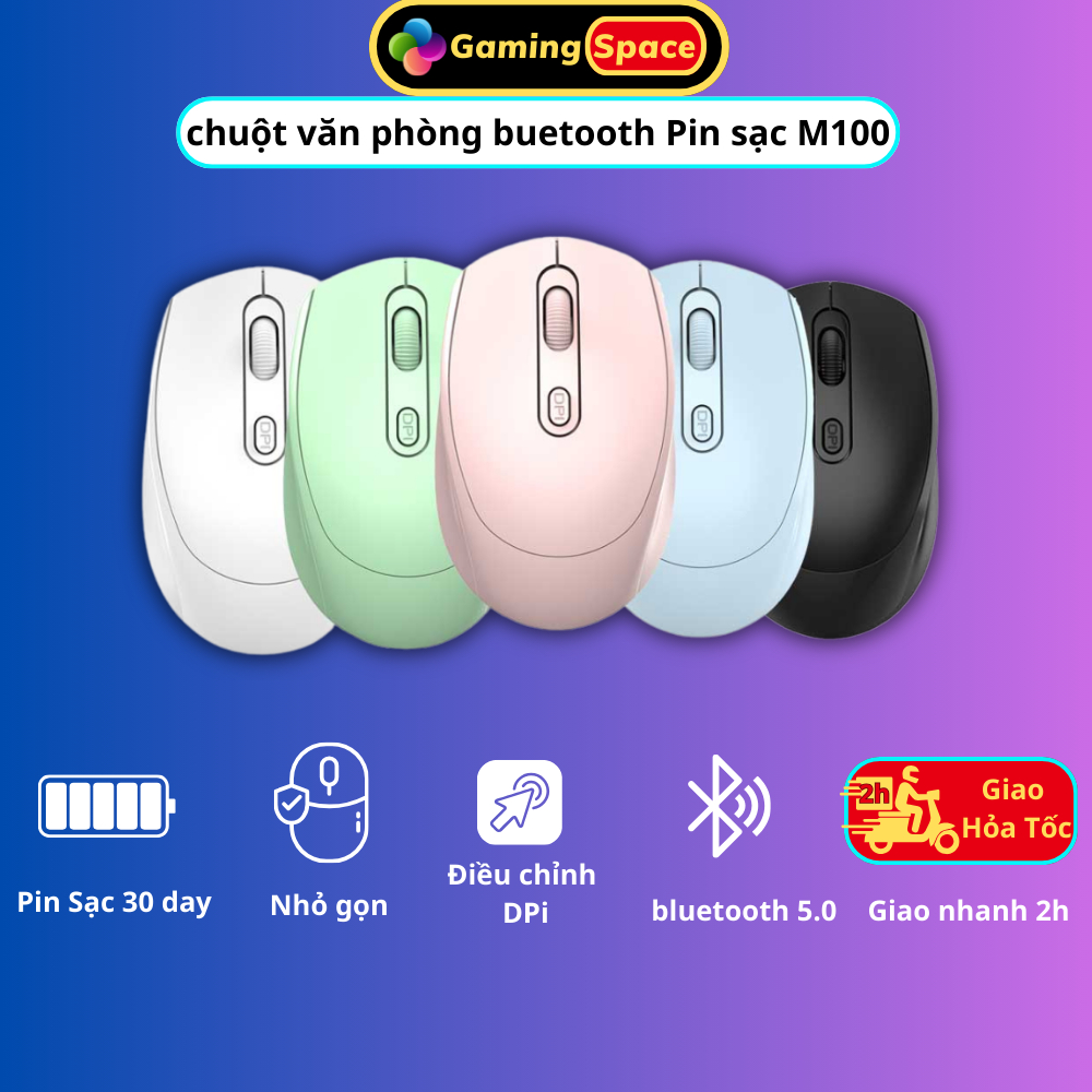 Chuột không dây bluetooth M100 pin sạc , chống ồn tắt âm siêu tốt có ...