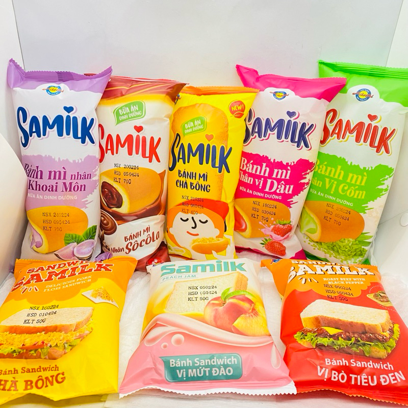 Bánh Mì Tươi SAMILK Hải Minh Ruốc/ Socola/ Cốm 70g dễ xẹp khi vận ...