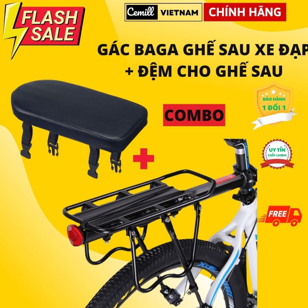 [COMBO] Kệ Yên Sau Gác Baga + Đệm ngồi ghế sau xe đạp loại êm ái dày ...