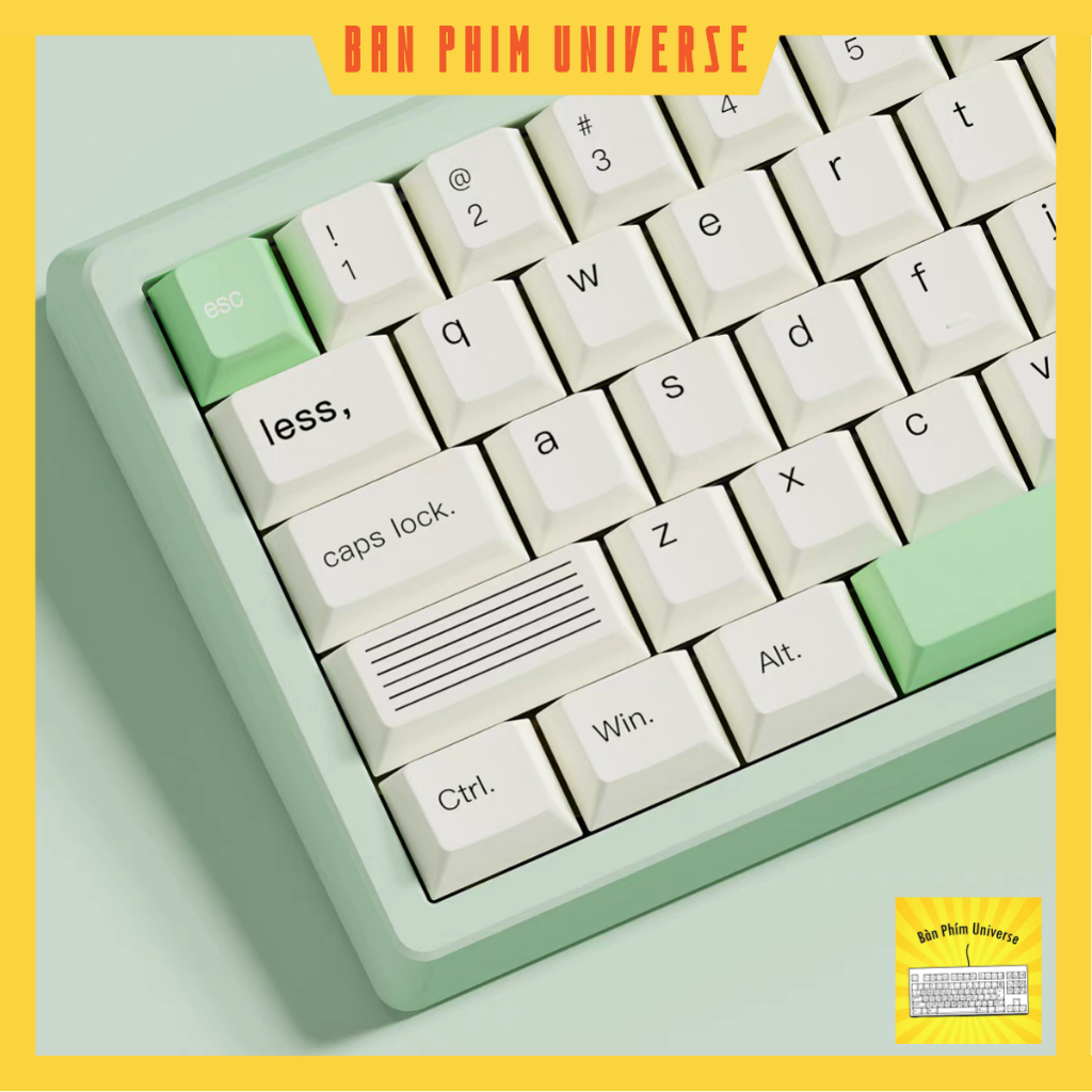 Keycap Guiyin minimalist anh ngữ trắng xanh - keycap pbt dyesub 128 nút ...