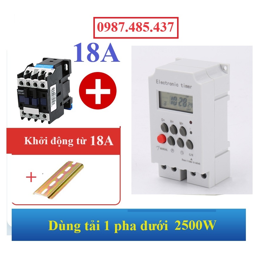 Combo hẹn giờ timer KG316 + Contactor CJX2-12A,18A, 25A, 32A, Hẹn giờ ...