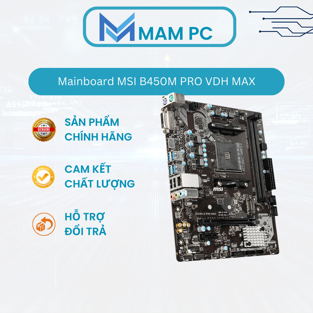 Mainboard MSI B450M PRO VDH MAX (AMD B450, SOCKET AM4, M-ATX, 4 KHE RAM ...