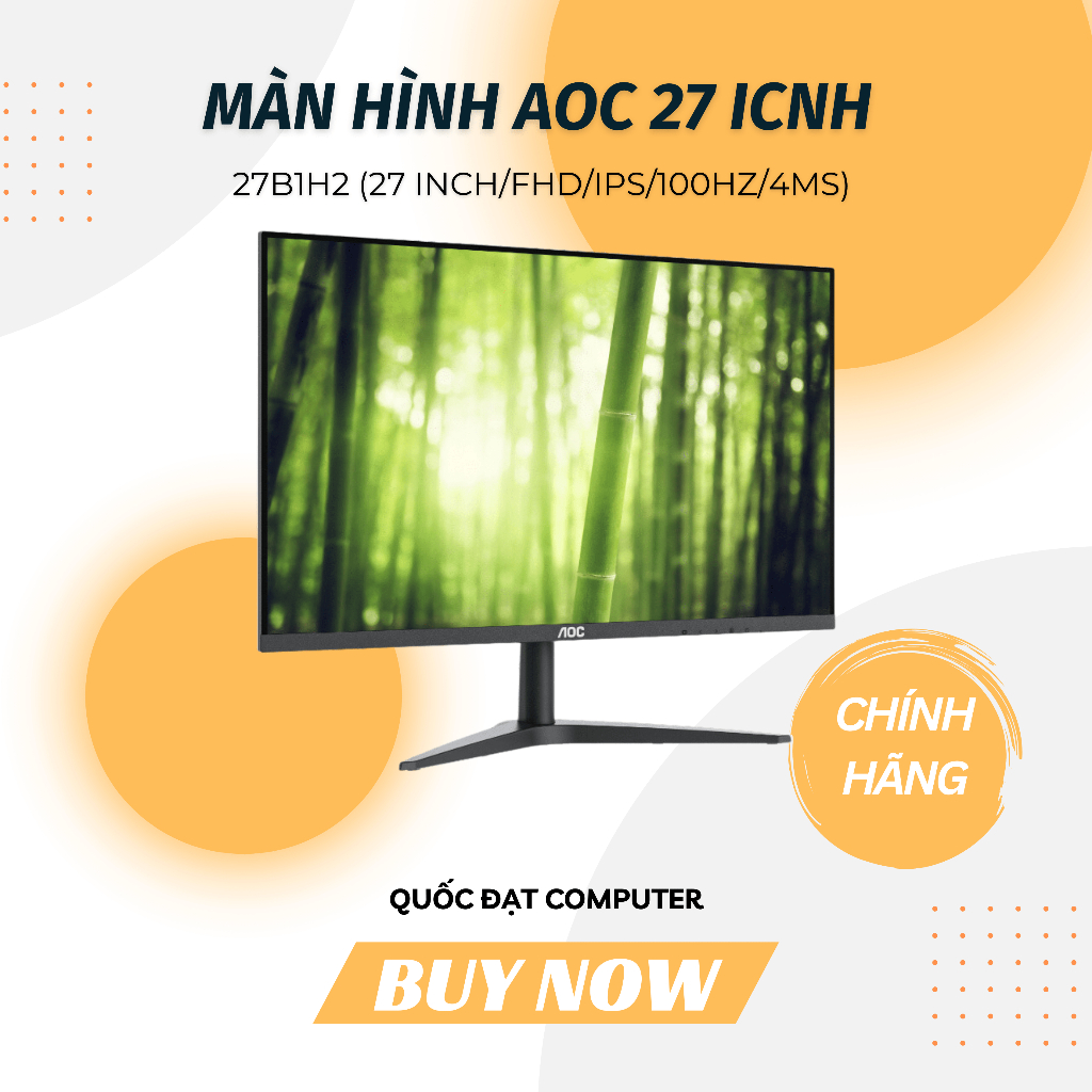 MÀN HÌNH AOC 27B1H2 (27 INCHFHDIPS100HZ4MS) 1920 x 1080 (FHD) | Shopee ...