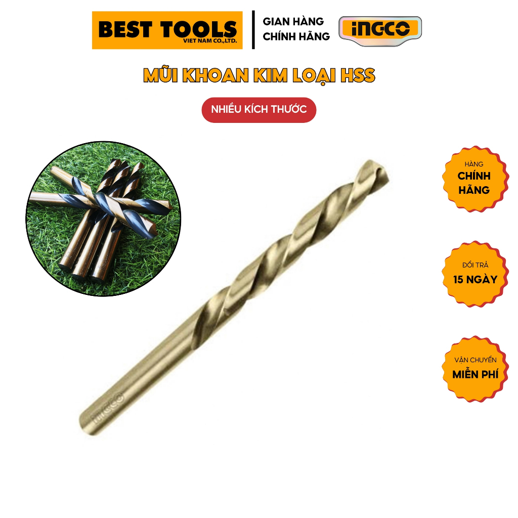 Mũi khoan kim loại HSS INGCO nhiều kích thước DBT1101, 10mm đến 14mm | Shopee Việt Nam