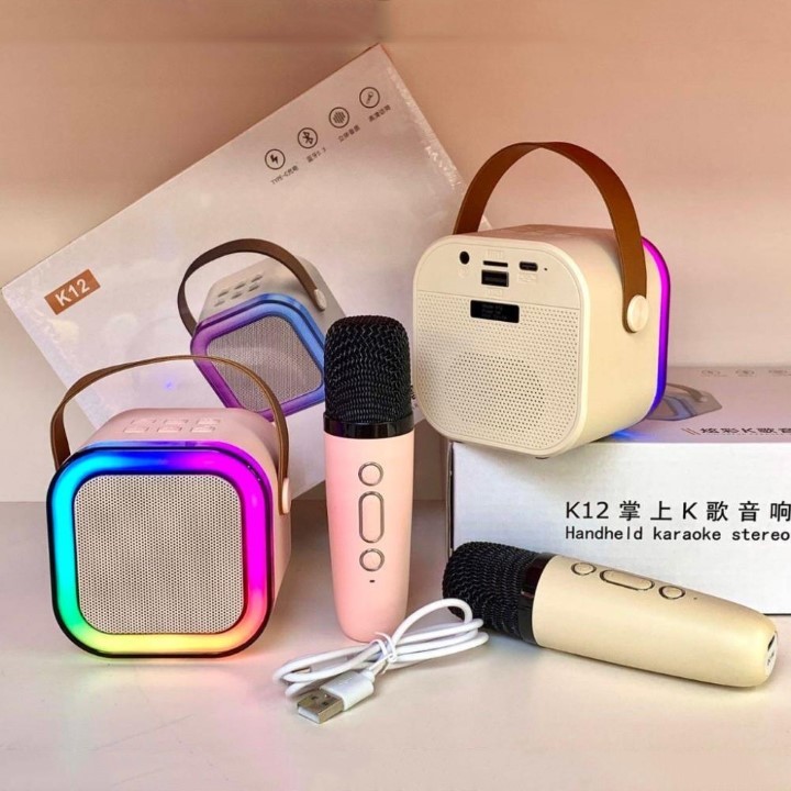Loa Karaoke mini kèm 2 micro Loa bluetooth K12 Không Dây Thiết Kế Nhỏ ...