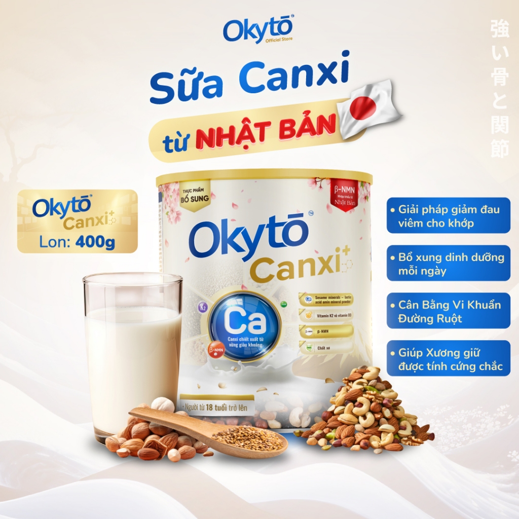 Sữa Canxi Okyto Canxi 400g, bổ sung canxi, bảo vệ xương khớp, chống đau ...