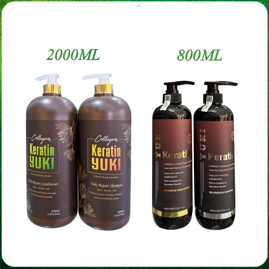 Gội xả colagen keratin YUKI 2000ml/1 chai siêu mềm mượt, kích mọc tóc , phục hồi tóc hư tổn ...