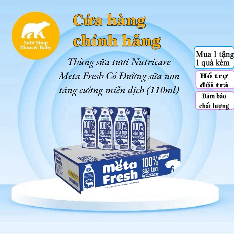 Thùng sữa tươi Nutricare Meta Fresh có Đường sữa non tăng cường miễn ...