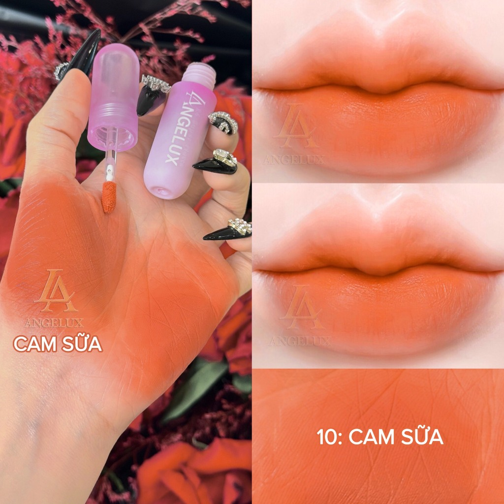 Son Kem Lì ANGELUX SUPER new version Màu Cam Sữa | Shopee Việt Nam