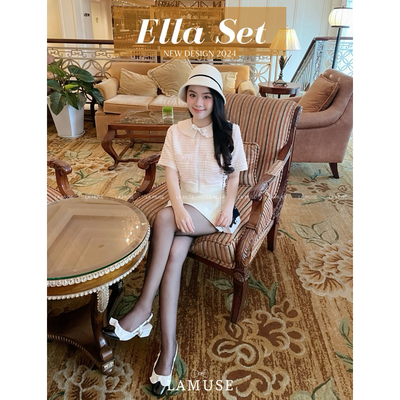 LAMUSE - Set Tweed gồm áo cổ sơ mi & chân váy A | Shopee Việt Nam