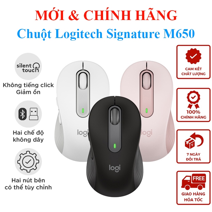 Chuột không dây Bluetooth Logitech Signature M650, M550 Size M, POP | Shopee Việt Nam