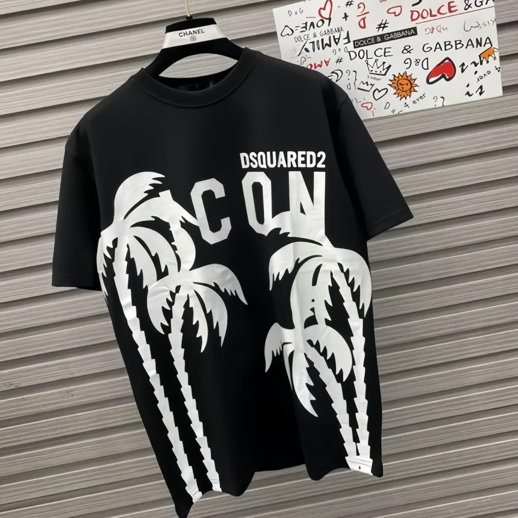 Áo Thun nam DSQ2 ICON cây dừa hình in nhiệt cao cấp vải cotton co dãn 4 chiều phù hợp cho nam nữ ...