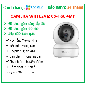 Camera Ezviz CS-H6c 2K ( 4MP, W1) đàm thoại 2 chiều; 24T | Shopee Việt Nam