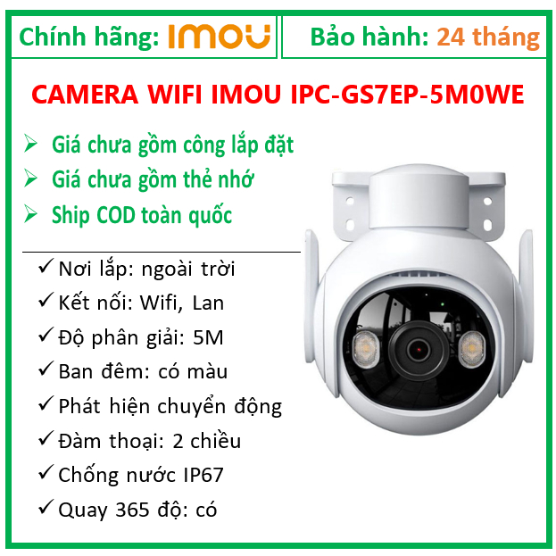 Camera WiFi IMOU IPC-GS7EP-5M0WE 5MP- Full Color; 24T | Shopee Việt Nam