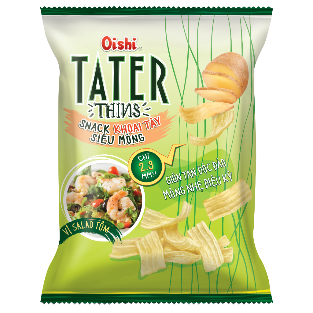 Snack Oishi TATER THINS 68gr Đầy Đủ 3 Vị : Tảo Biển - Dưa Leo - Bò ...
