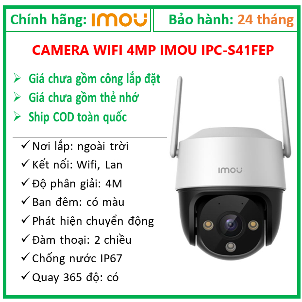 Camera WIFI 4MP iMOU IPC-S41FEP- H.265; 24T | Shopee Việt Nam