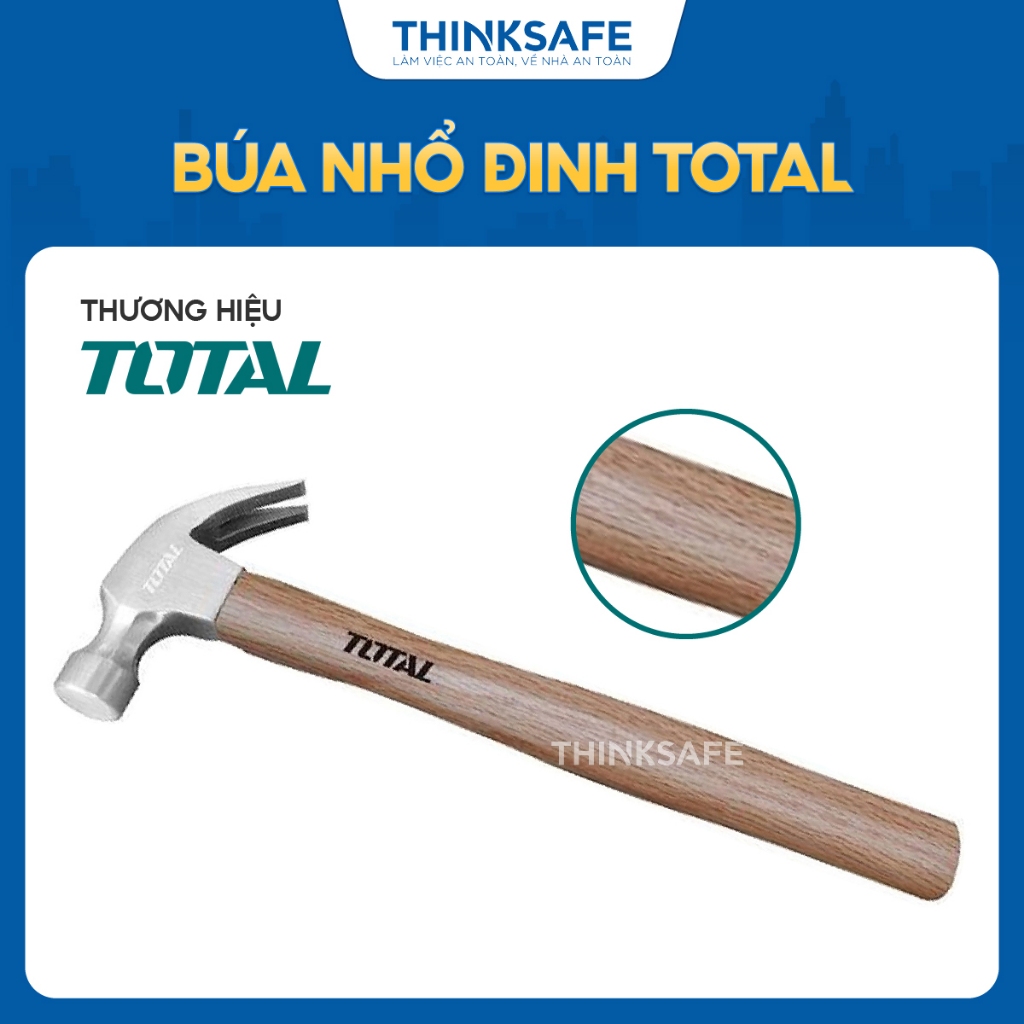 Búa nhổ đinh cán gỗ TOTAL/ STANLEY búa đóng đinh 220g - 450g, 8oz - 16oz Búa sừng dê chất liệu ...