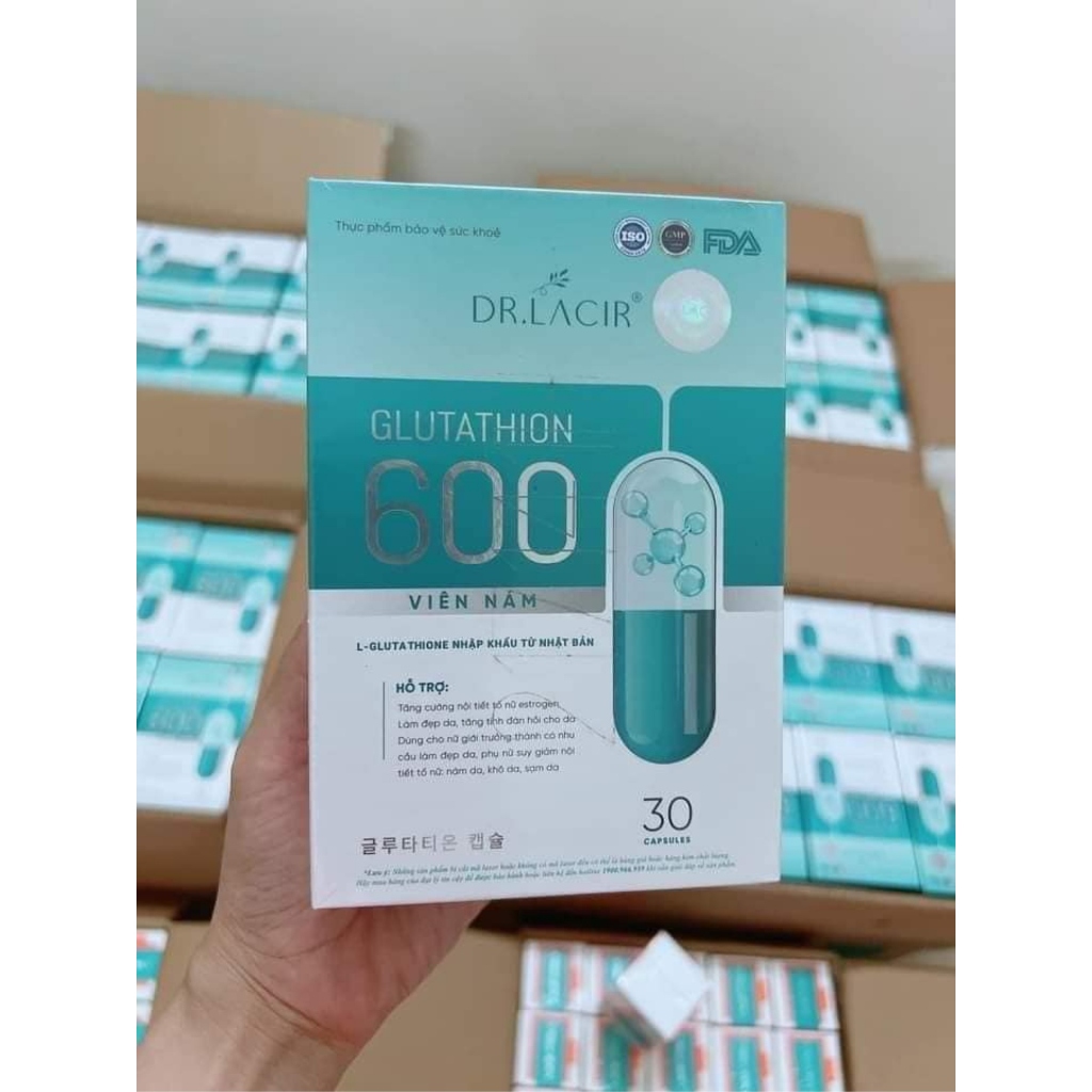 Viên uống trắng da Glutathione 600 mẫu mới, glutathione plus Dr Lacir, viên uống mờ nám, mờ thâm ...