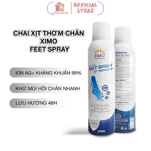 Chai xịt thơm chân Ximo Spray 200ml, chai xịt khử mùi hôi chân, hôi ...
