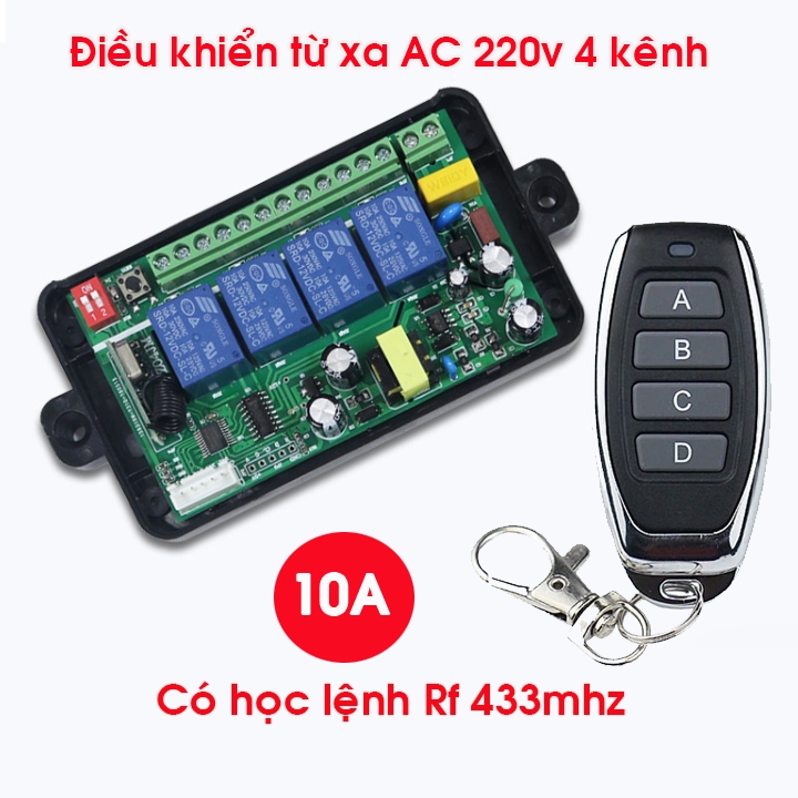 Bộ điều khiển 4 kênh RF 220V, Bộ điều khiển từ xa không dây học lệnh 4 ...